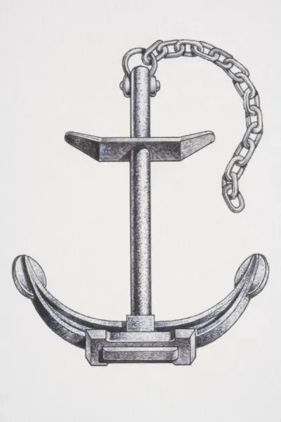 Anchor With Chain Drawing