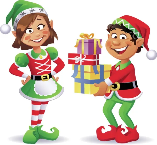Christmas Cartoon Girl Elves A Cartoon Image Of A Christmas Elf Stock