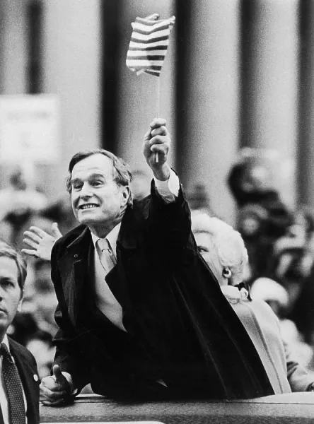 Bush Waving American Flag
