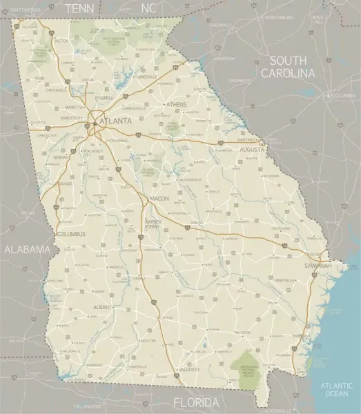 Georgia Map Of Usa With Cities