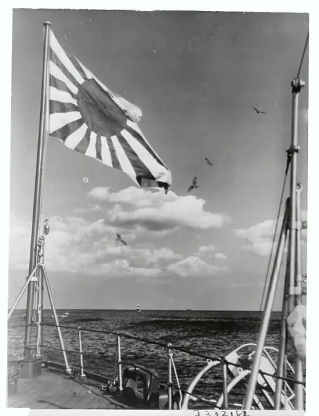 Japanese Flag At Battleship
