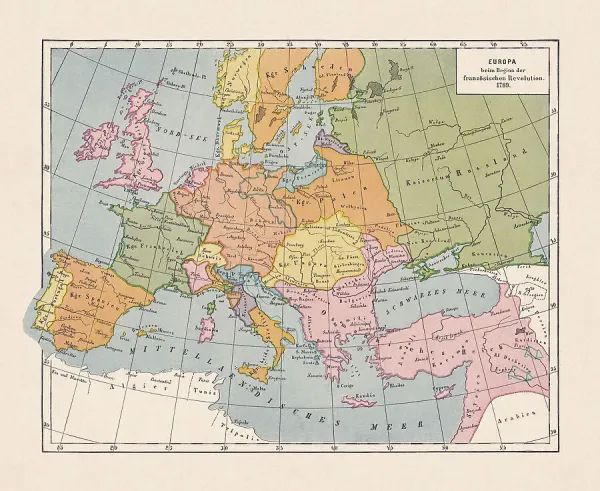 Political Map Of Europe Poster Print French Language