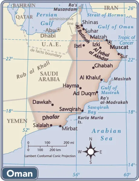Countries Around Oman Persian Sea Map: Explore The Persian Gulf And