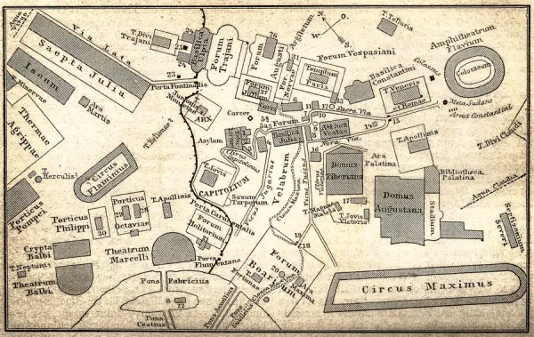 Ancient Rome Forum Map Imperial Fora Vintage Map City Plan 1933