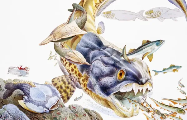 Prehistoric Fish Drawing Art Print Dunkleosteus – COTTON