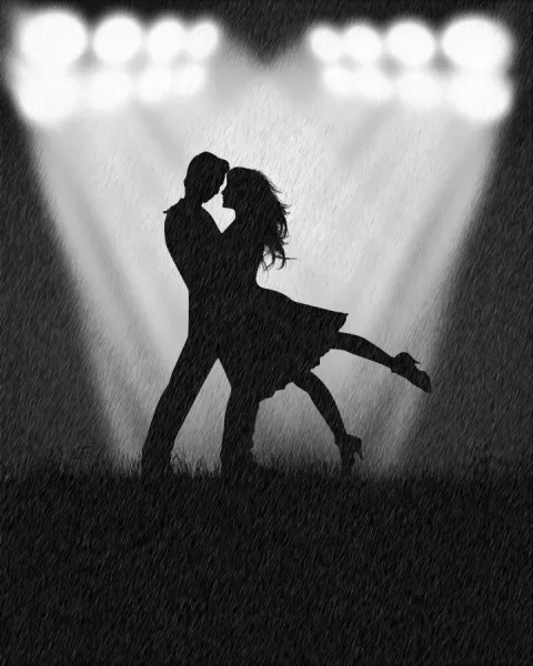 Romantic Couple In Rain